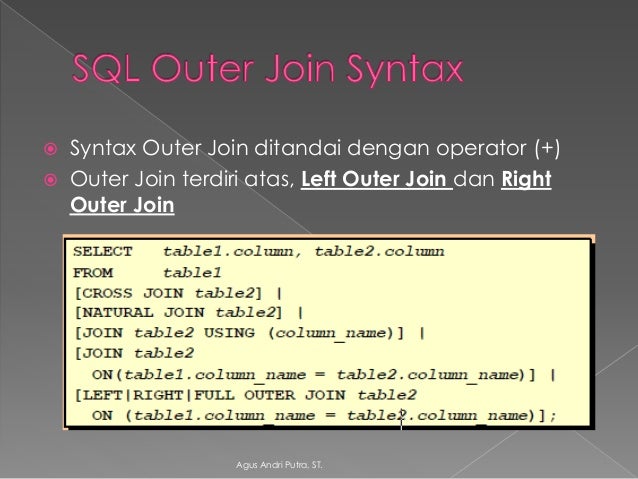 Sql outer join