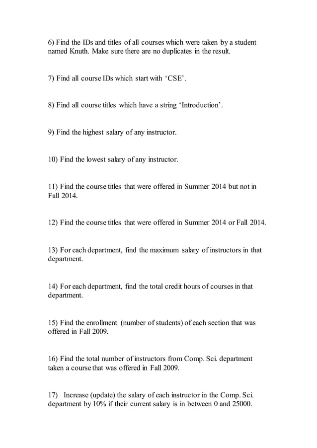 Sql Queries And Solutions Database Docx