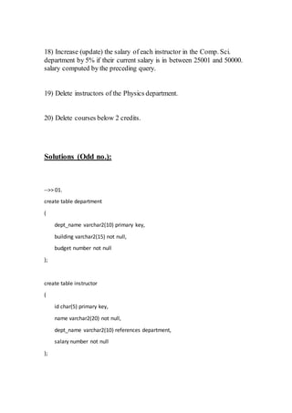 SQL Queries and Solutions (Database) | DOCX