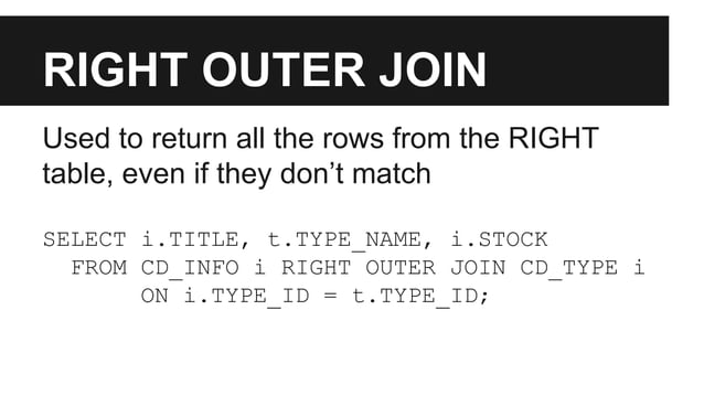 SQL: Querying Multiple Tables | PPT SQL: Querying Multiple Tables | PPT