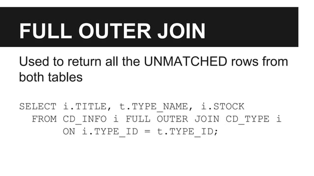 SQL: Querying Multiple Tables | PPT SQL: Querying Multiple Tables | PPT