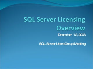 SQL Server 2005 Licensing Unplugged | PPT