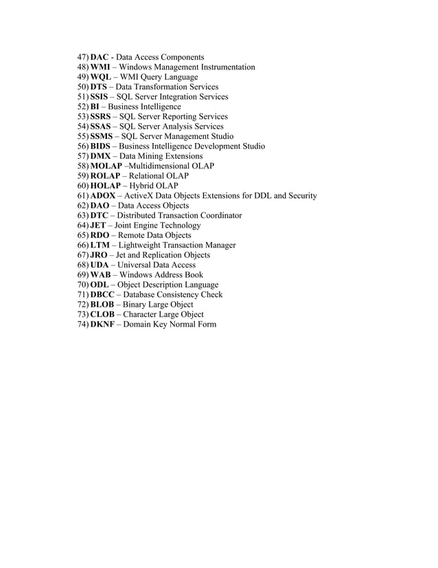 SQL Server Abbreviations | PDF