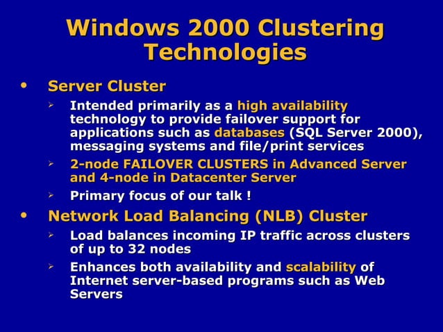 SQL Server Cluster Presentation | PPT