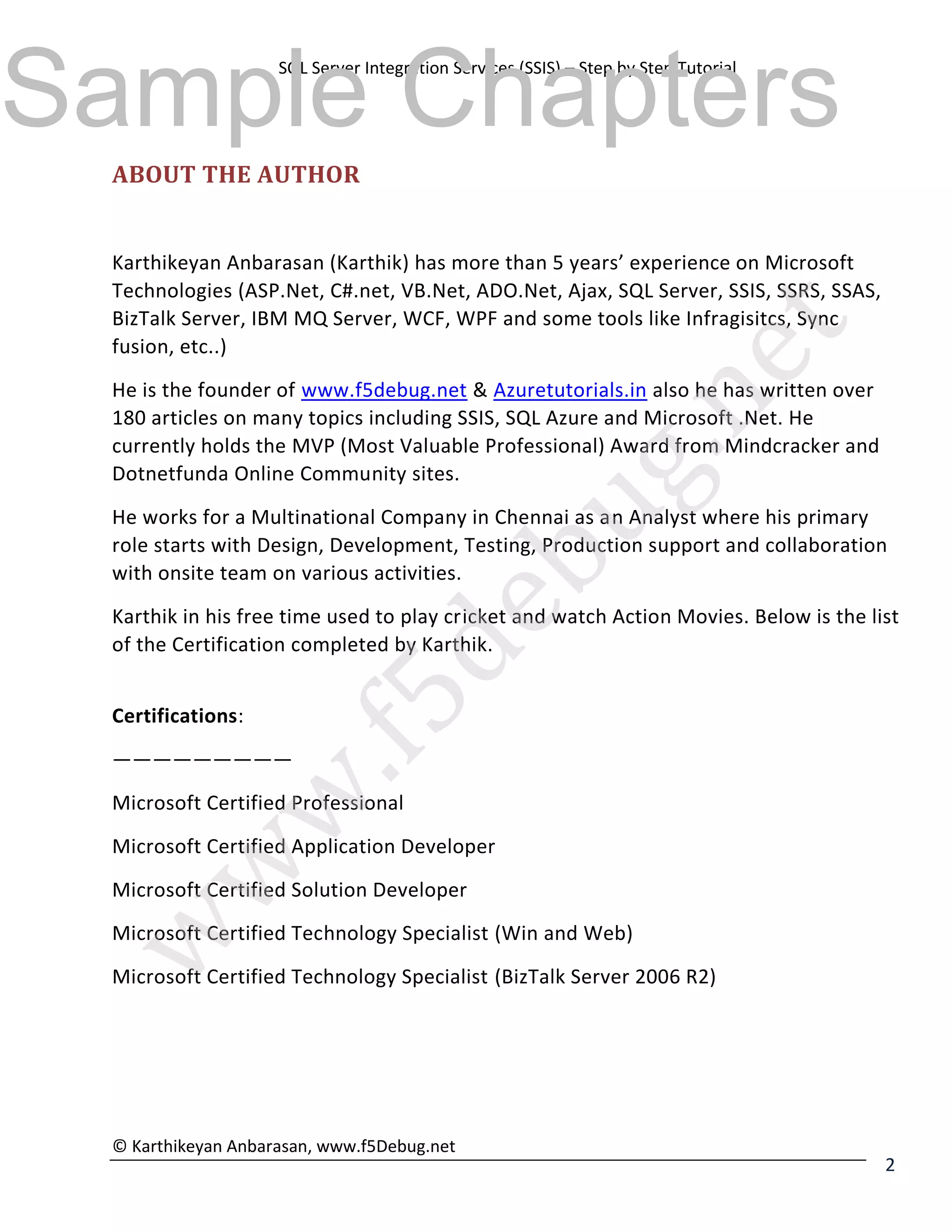 Sql server-integration-services-ssis-step-by-step-sample-chapters | PDF