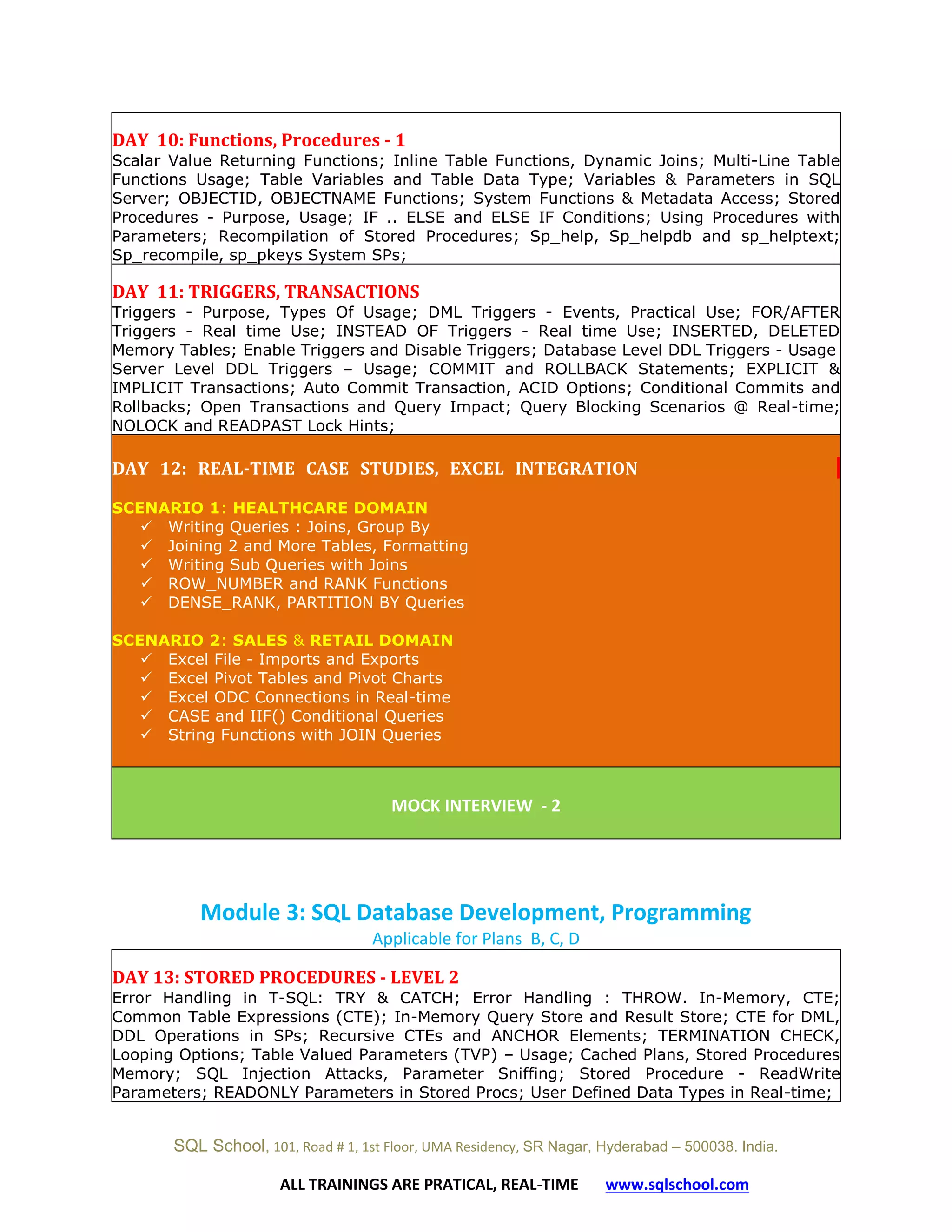 SQL Server Developer Course Online Training | PDF