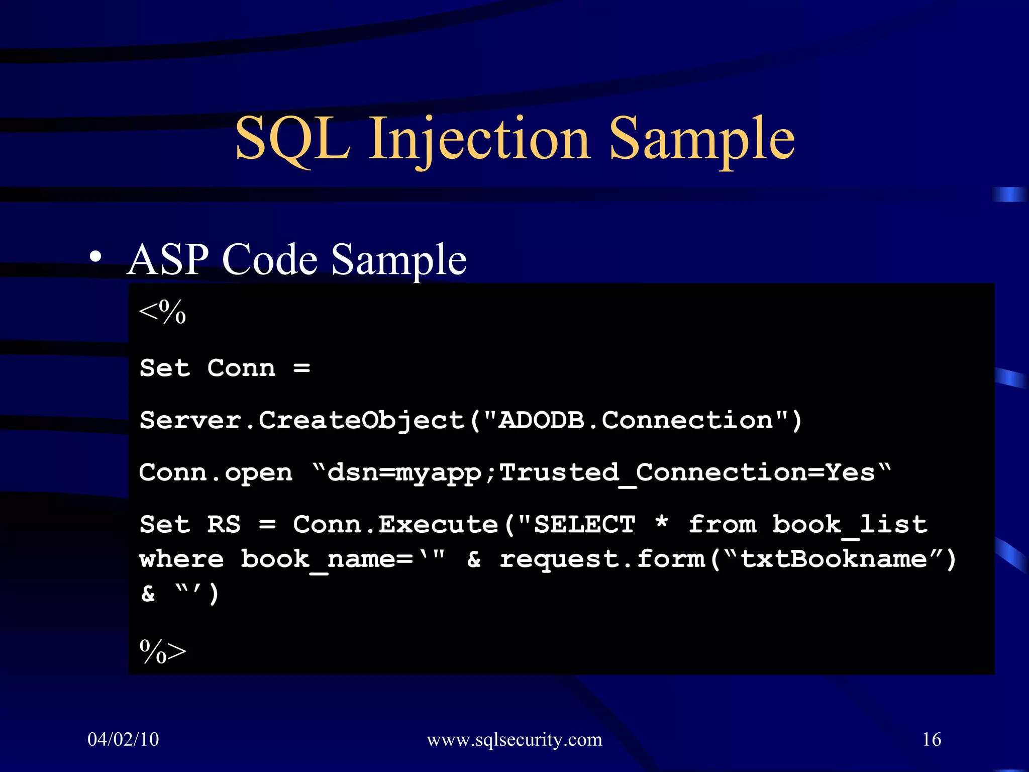 SQL Server Security - Attack | PPT