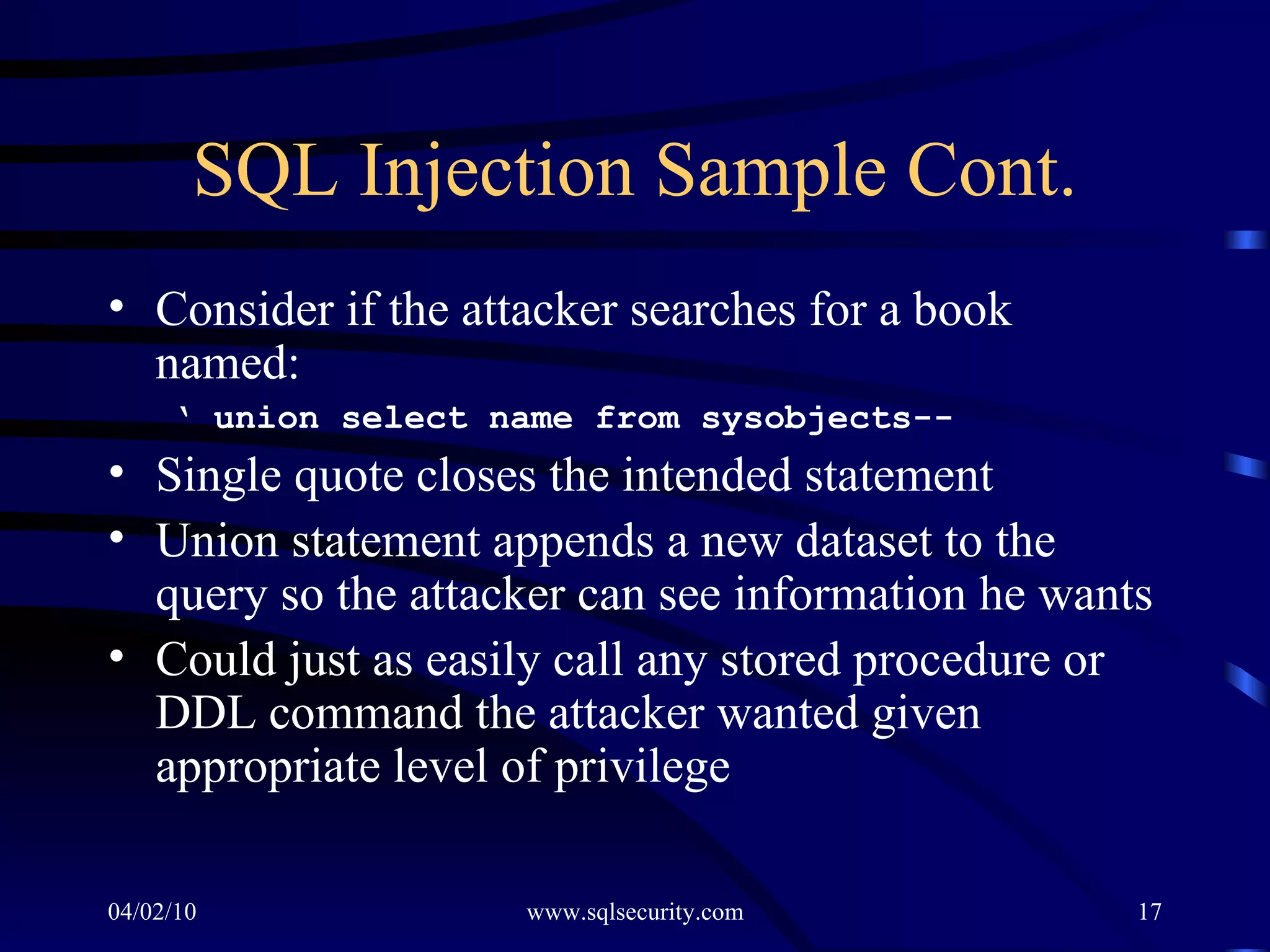 SQL Server Security - Attack | PPT