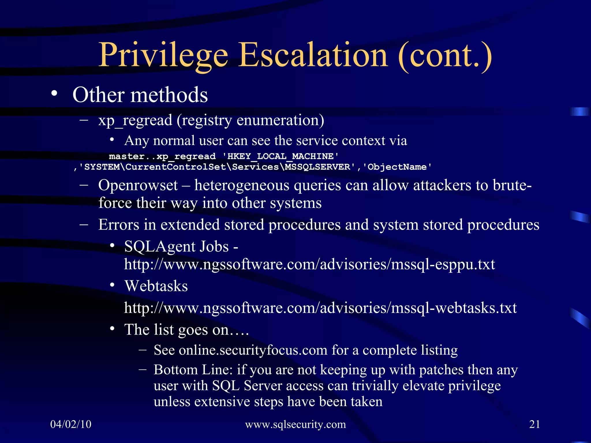 Sql Server Security Attack Ppt Databases Computer Software And Applications