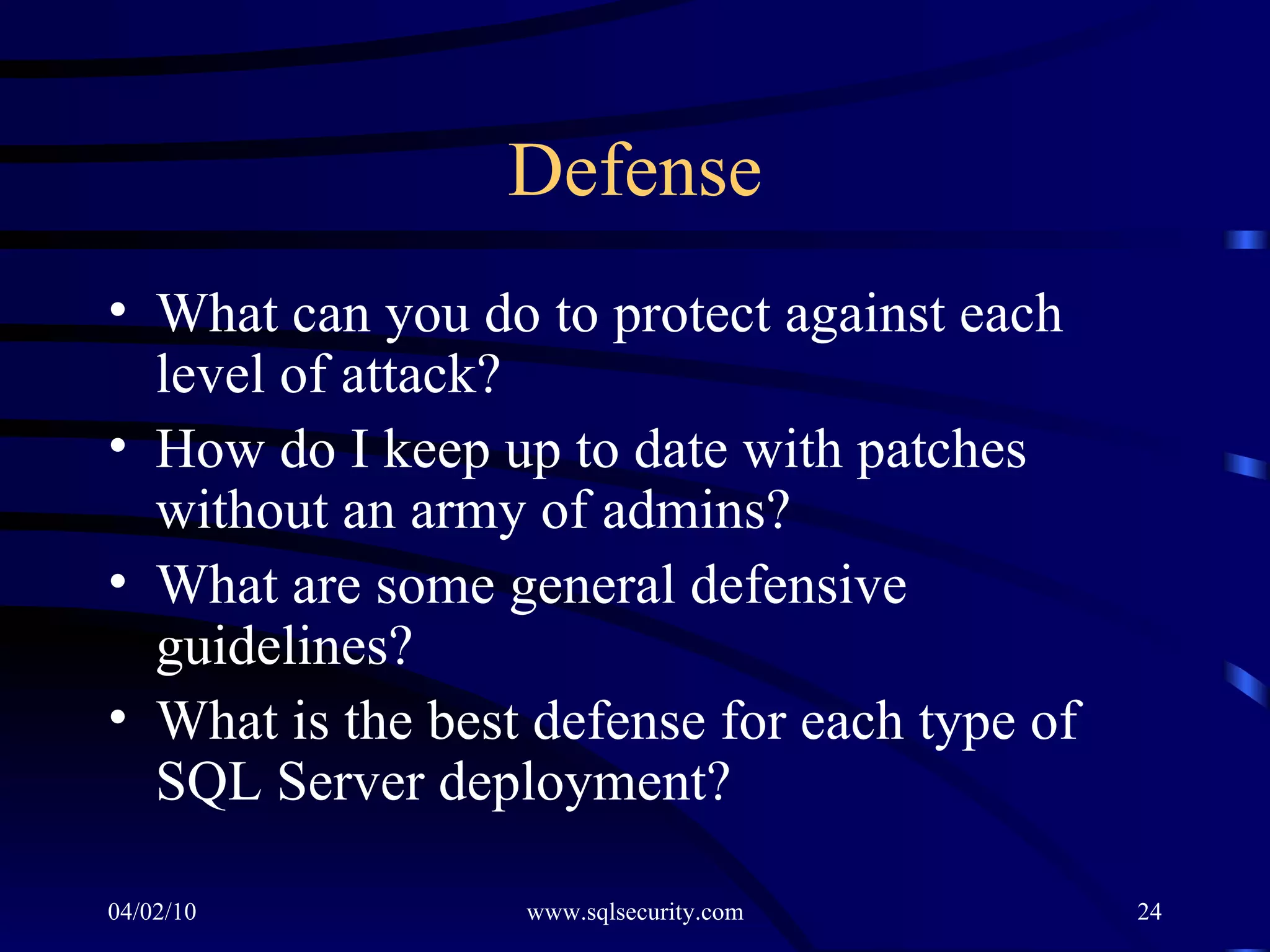 SQL Server Security - Attack | PPT | Databases | Computer Software and Applications