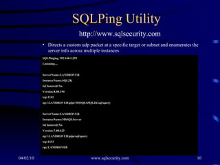 SQL Server Security - Attack | PPT | Databases | Computer Software and Applications