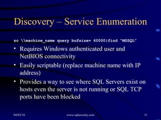 SQL Server Security - Attack | PPT | Databases | Computer Software and Applications