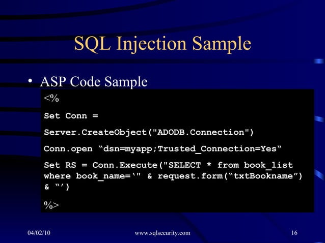 SQL Server Security - Attack | PPT