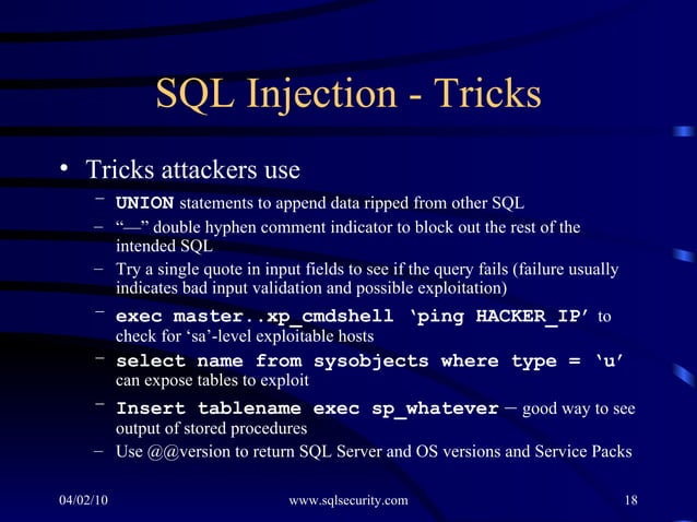 SQL Server Security - Attack | PPT