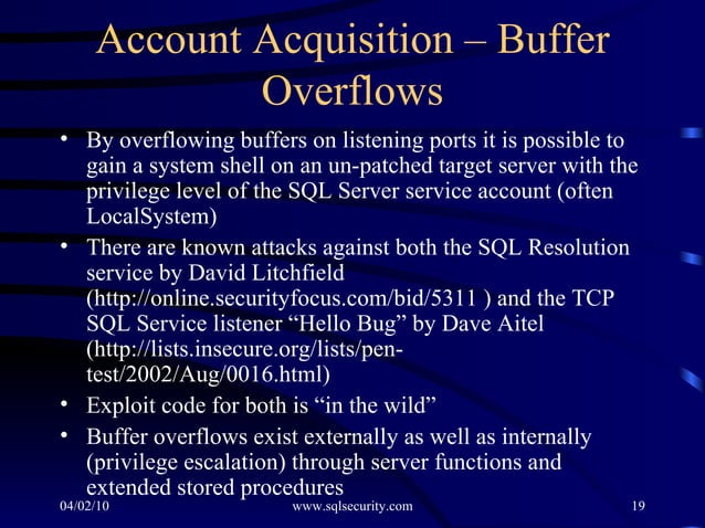 SQL Server Security - Attack | PPT