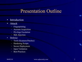 SQL Server Security - Attack | PPT | Databases | Computer Software and Applications