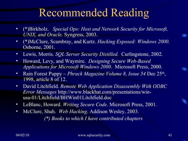 SQL Server Security - Attack | PPT