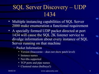 SQL Server Security - Attack | PPT | Databases | Computer Software and Applications