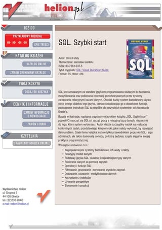 SQL. Szybki start | PDF