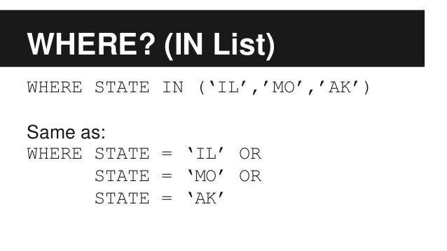 Sql Using Predicates