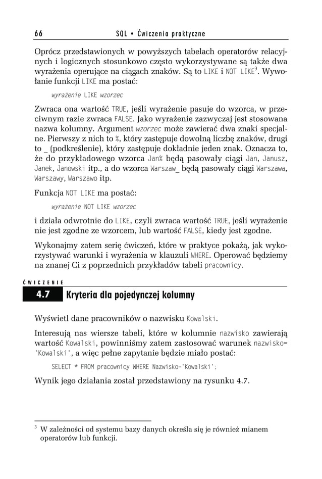 SQL. Ćwiczenia praktyczne | PDF