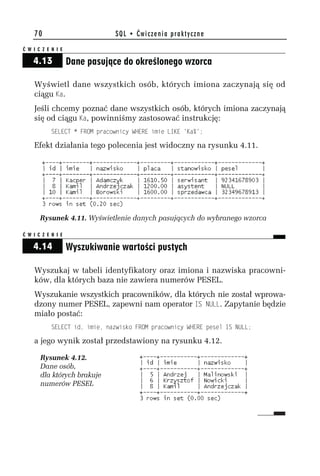 SQL. Ćwiczenia praktyczne | PDF