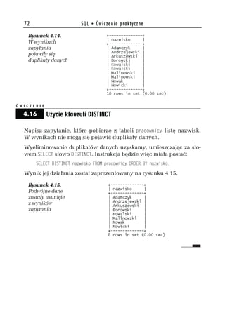 SQL. Ćwiczenia praktyczne | PDF