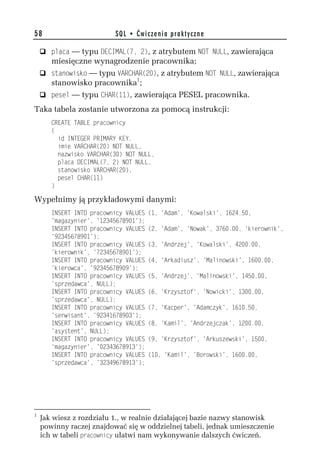 SQL. Ćwiczenia praktyczne | PDF