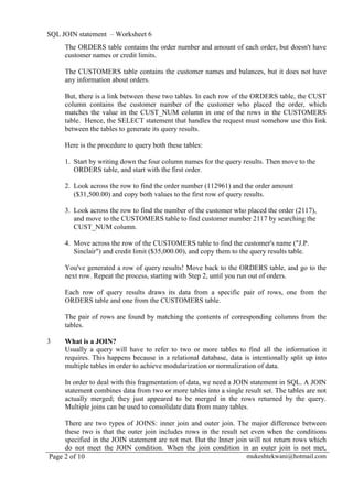 Sql wksht-6 | PDF
