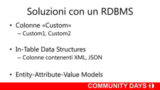 Dynamic Schema e Schemaless Tables | PPT