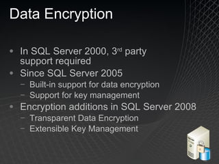 SQL Server 2008 Security Overview | PPT | Databases | Computer Software and Applications