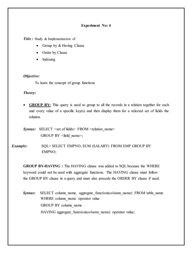 Database Management Lab -SQL Queries | PDF