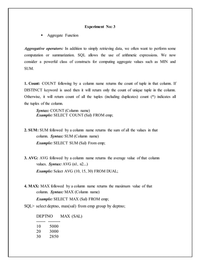 Database Management Lab -SQL Queries | PDF