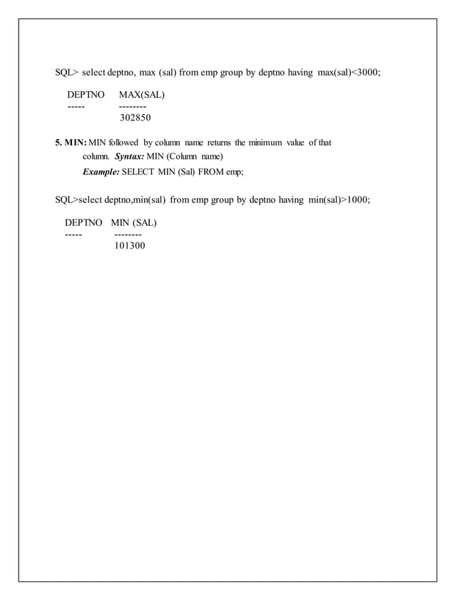 Database Management Lab -SQL Queries | PDF