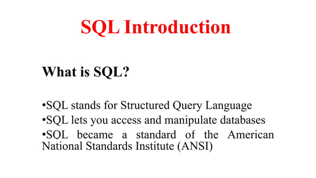 INTRODUCTION TO SQL QUERIES REALTED BRIEF | PPT