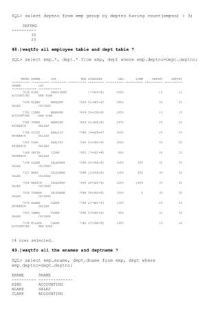 80 different SQL Queries with output | PDF