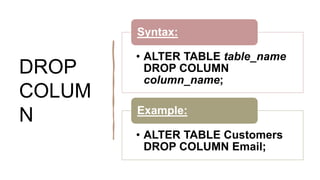 SQL-Alter Table, SELECT DISTINCT & WHERE | PPT