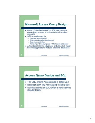 SQL200A Microsoft Access SQL Design | PDF