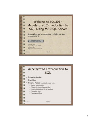 SQL202 SQL Server SQL Manual | PDF