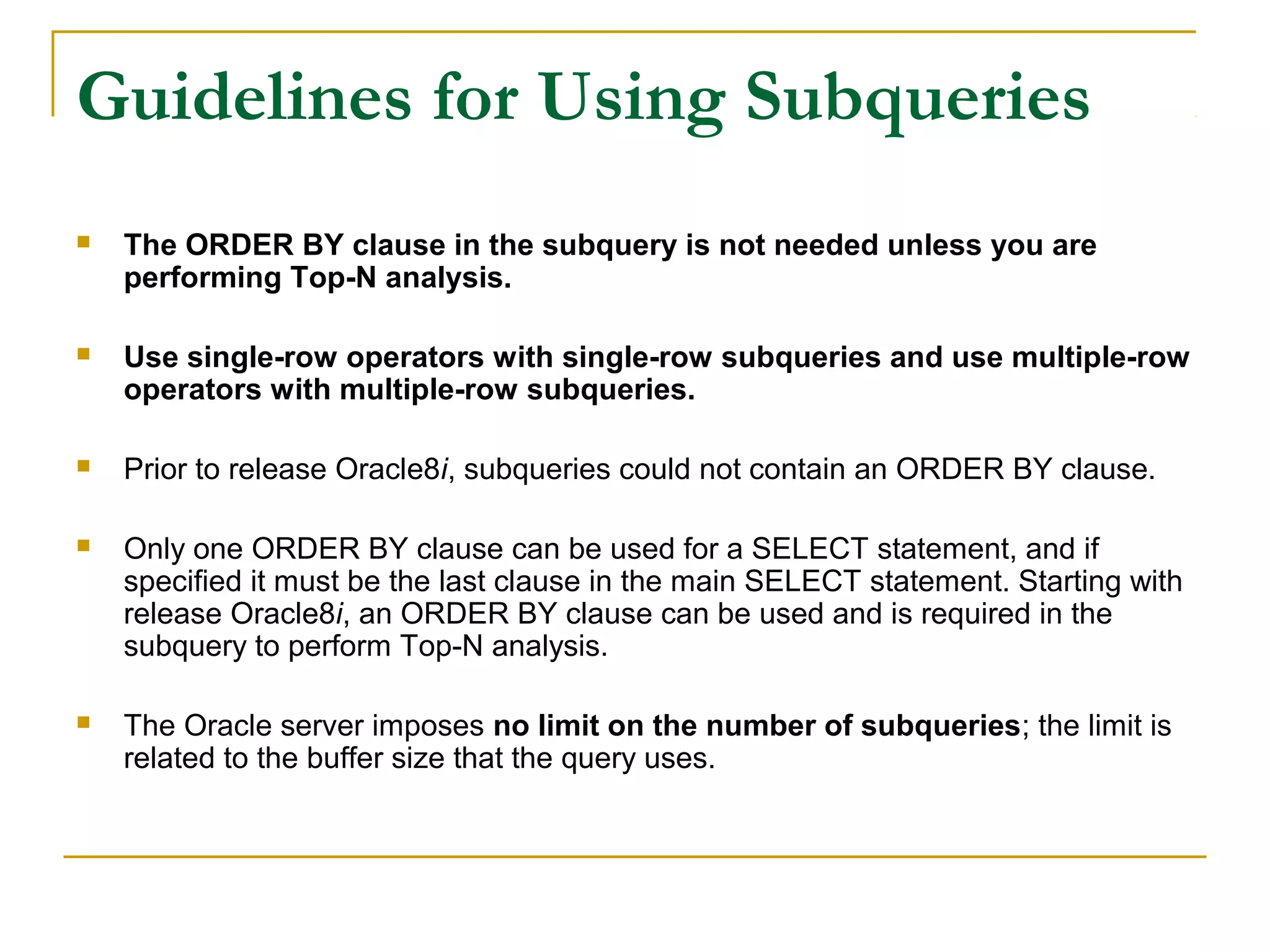 SQL subquery | PPT