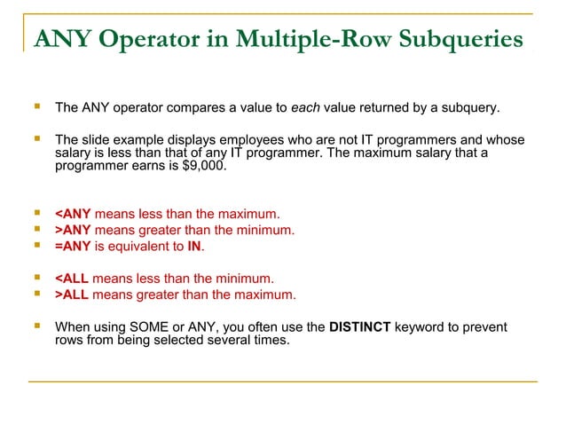 SQL subquery | PPT