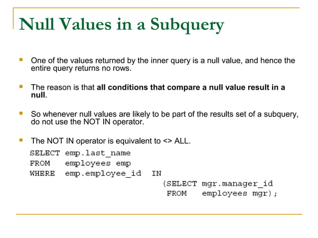 SQL subquery | PPT