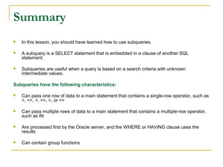SQL subquery | PPT
