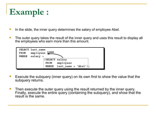 SQL subquery | PPT