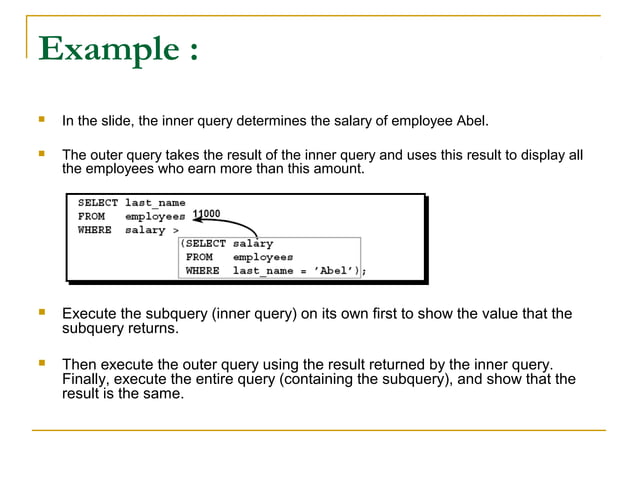 SQL subquery | PPT