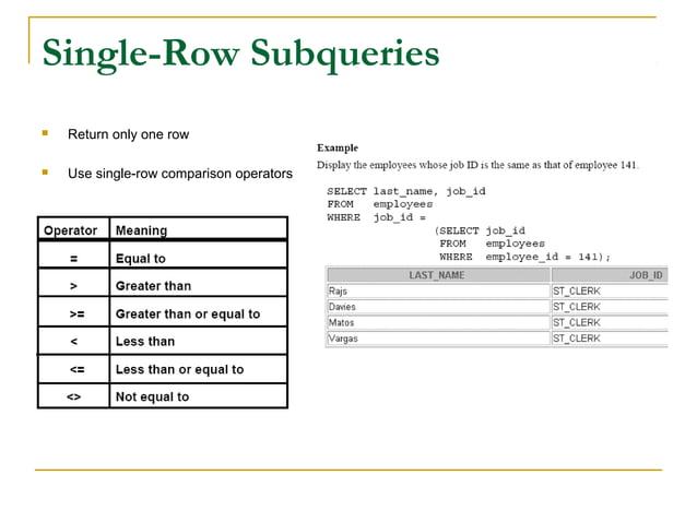 SQL subquery | PPT