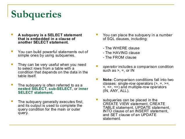 Sql Subquery 