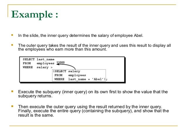 SQL subquery