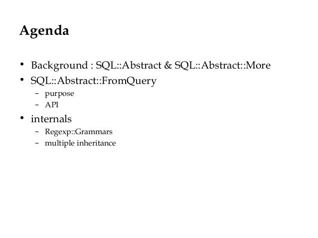 Sql abstract from_query