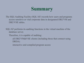 Auditing DB2 on z/VM and z/VSE | PPS